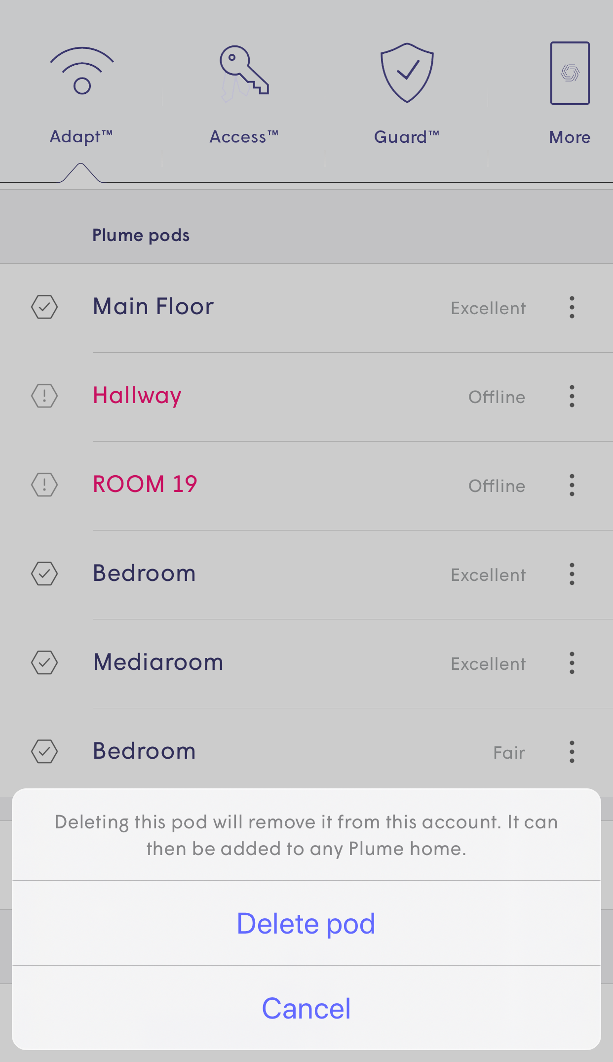 How do I delete a pod from my HomePass network?