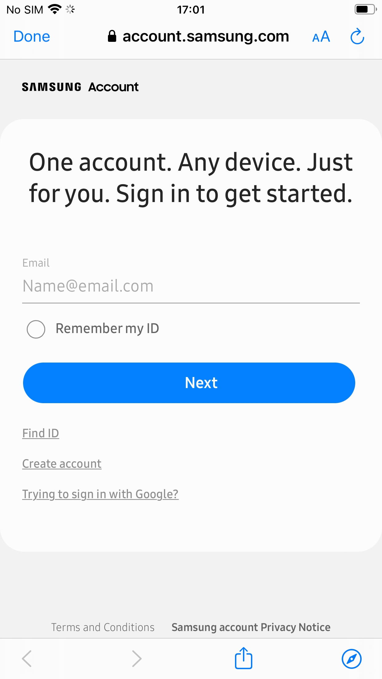 Samsung SmartThings Login