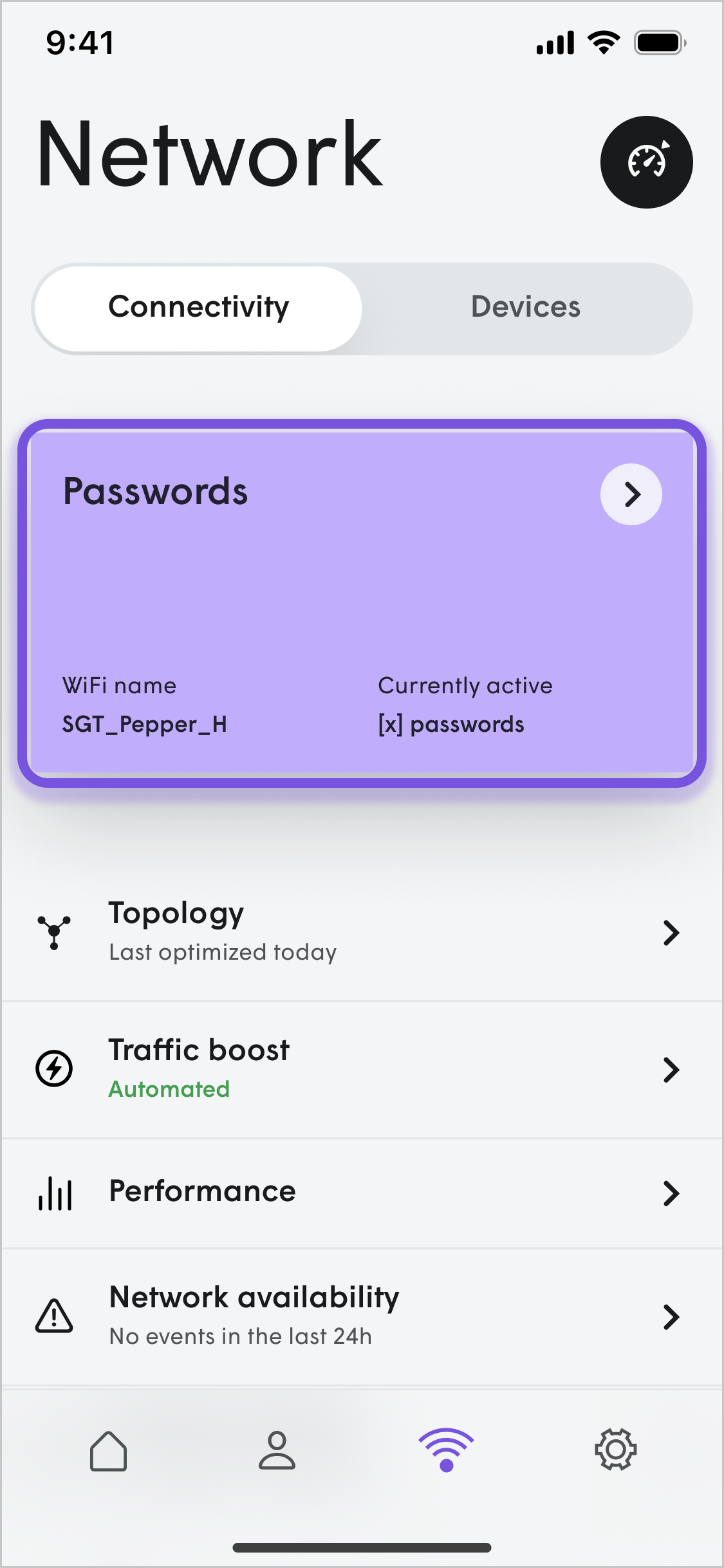 Create a new WiFi password for Home
