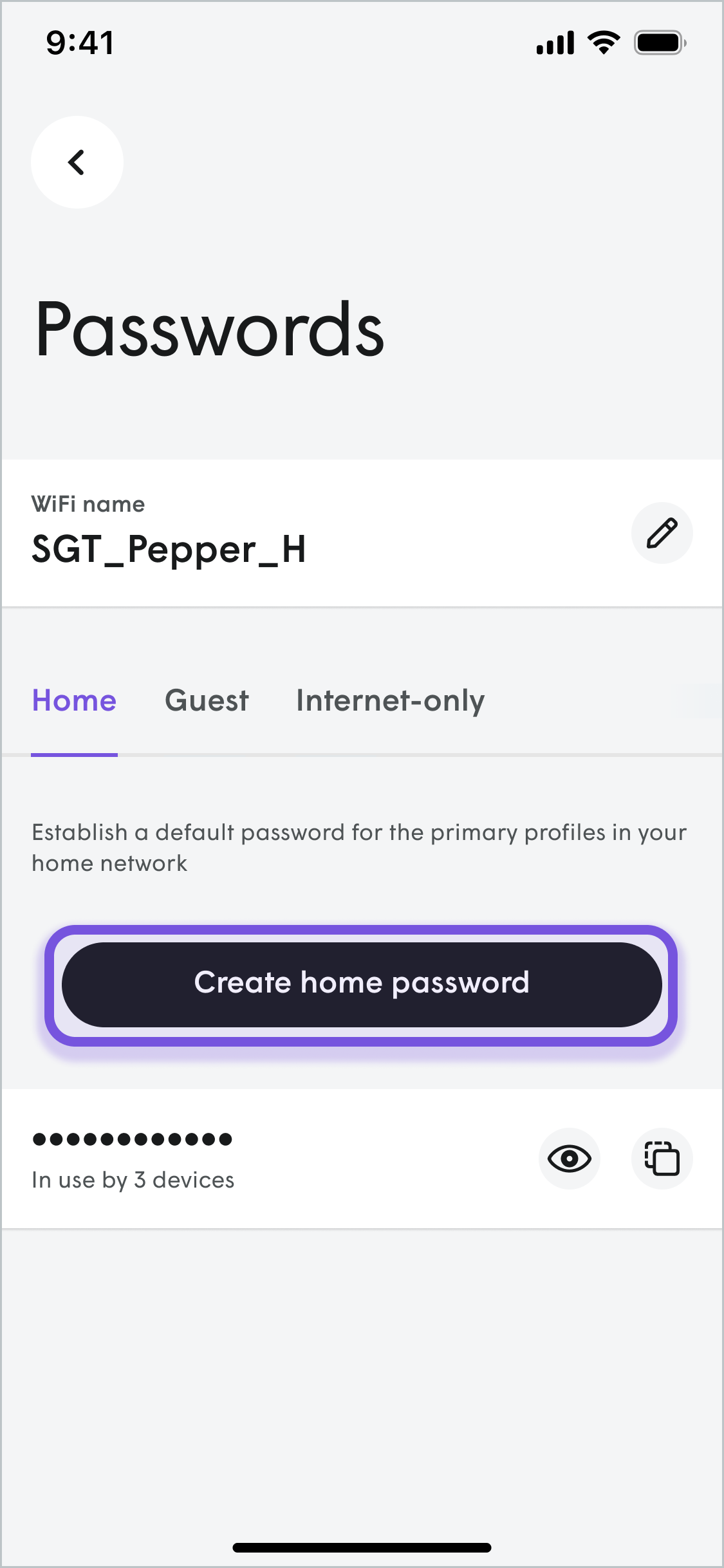 Create a new WiFi password for Home