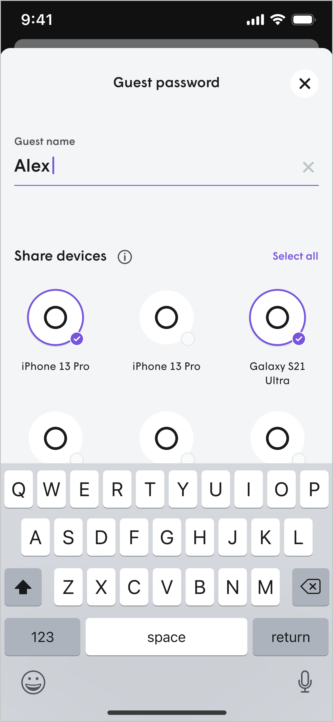 Create a new password for a Guest