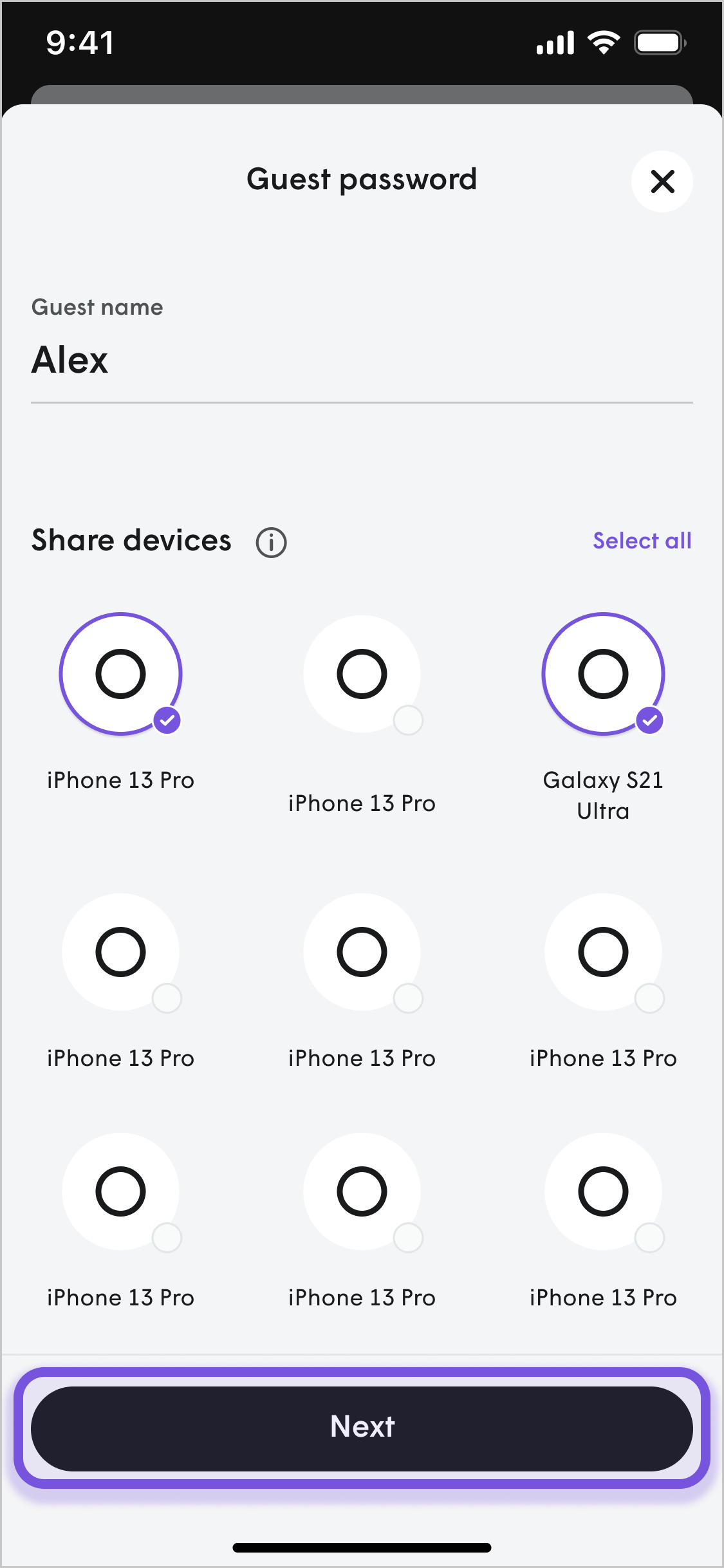 Create a new password for a Guest