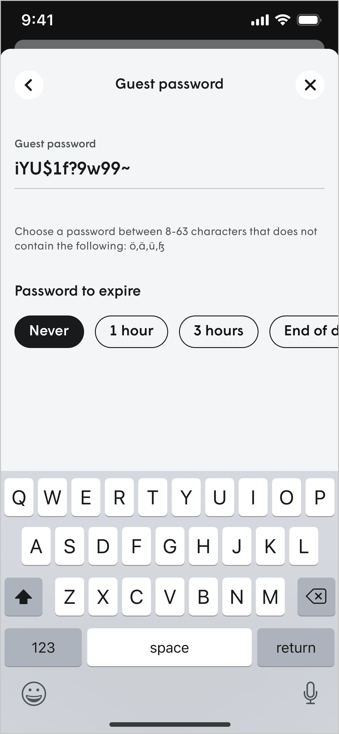 Create a new password for a Guest