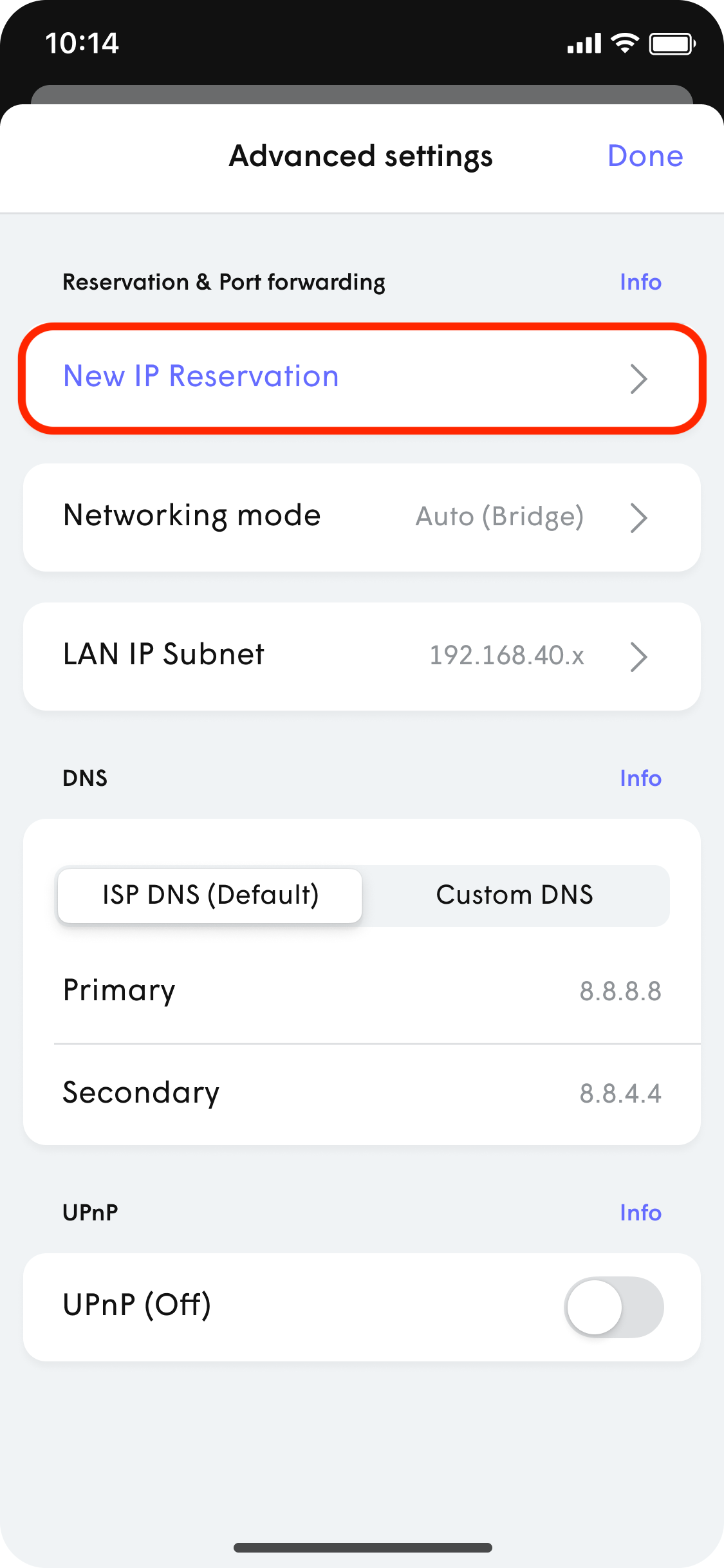 How can I reserve a static IP through the HomePass App?