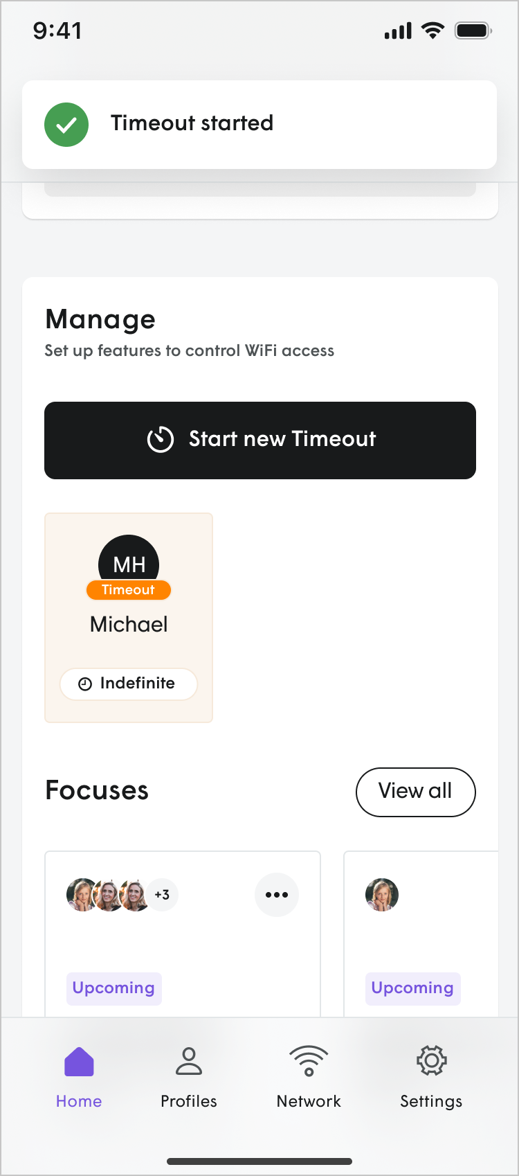 Setting a quick Timeout for a person, group, or device