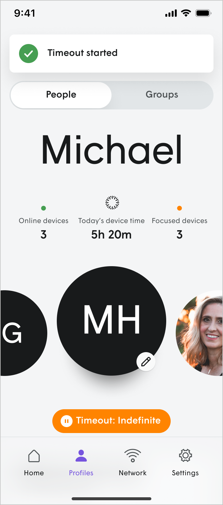 Setting a quick Timeout for a person, group, or device