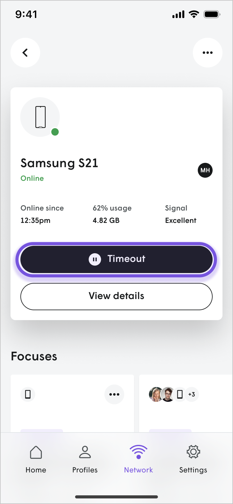 Setting a quick Timeout for a person, group, or device