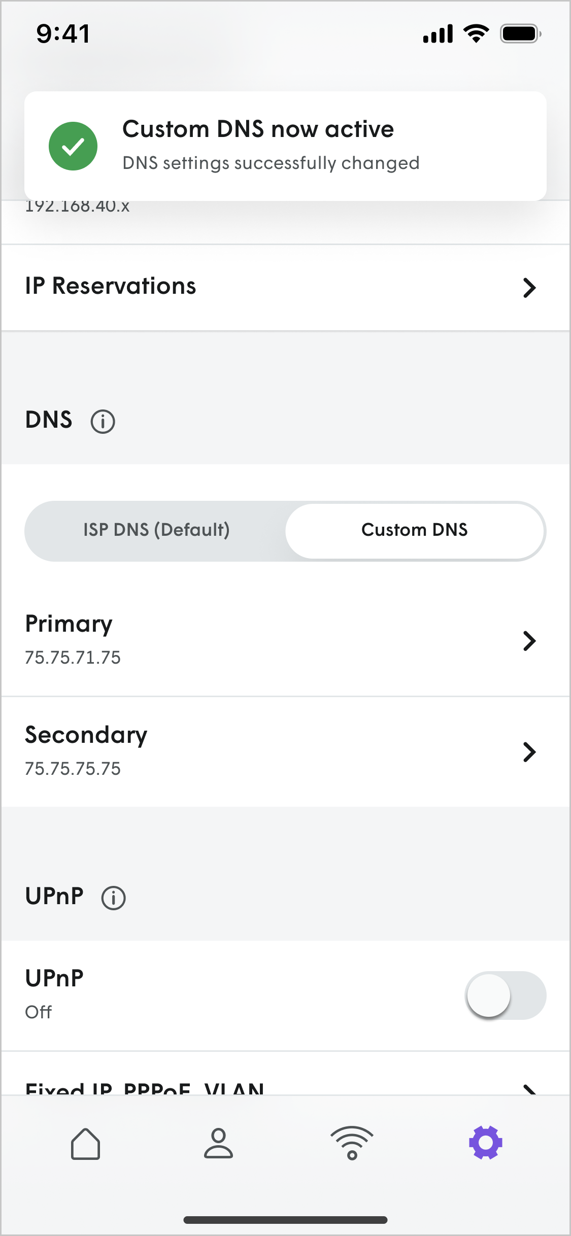 How do I set up a custom DNS on Plume Home?